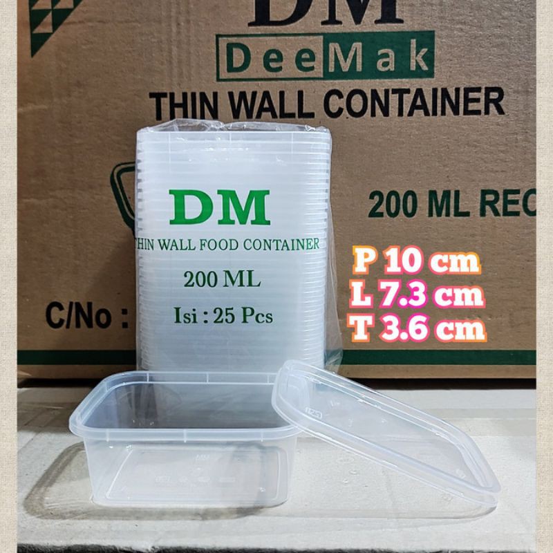 Jual Thinwall Kotak Panjang 200 Ml 200ml Isi 25pcs Food Container