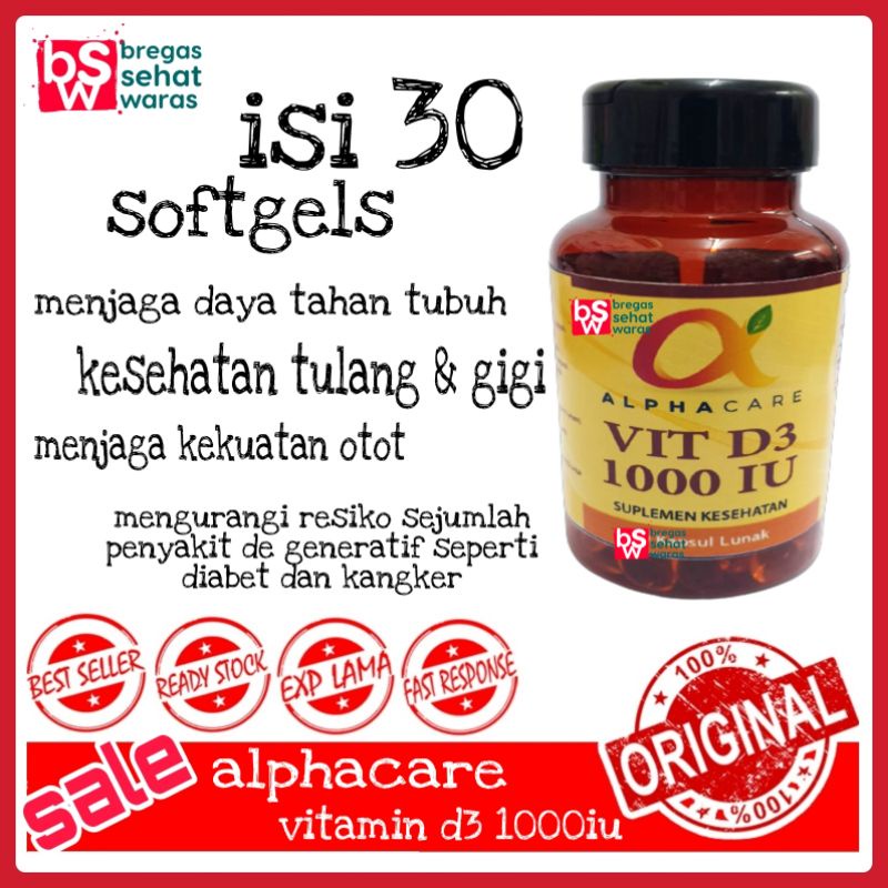 Jual ALPHACARE VITAMIN D3 1000 IU, VITAMIN D , DAYA TAHAN TUBUH, TULANG ...