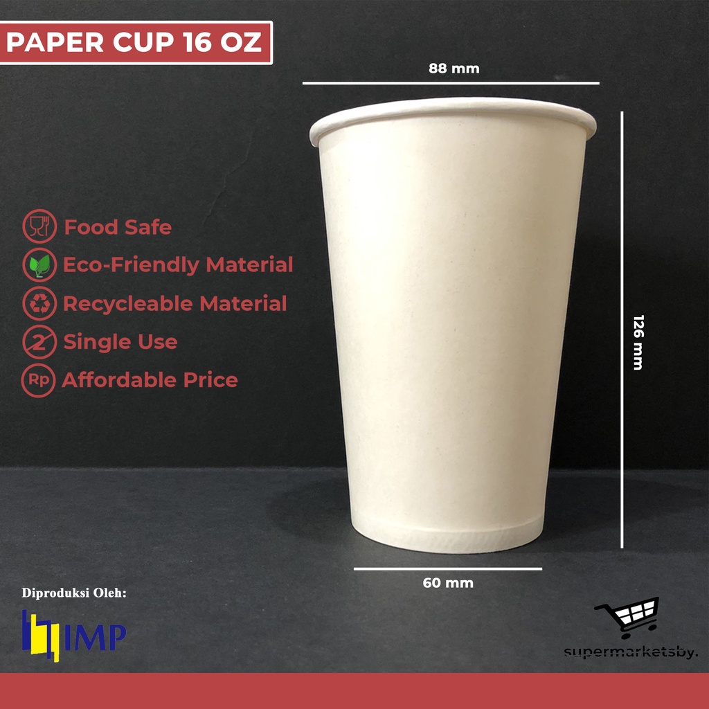Jual Gelas Kertas PANAS 16 oz 480 ml / Paper Cup HOT 16 oz 480 ml ...