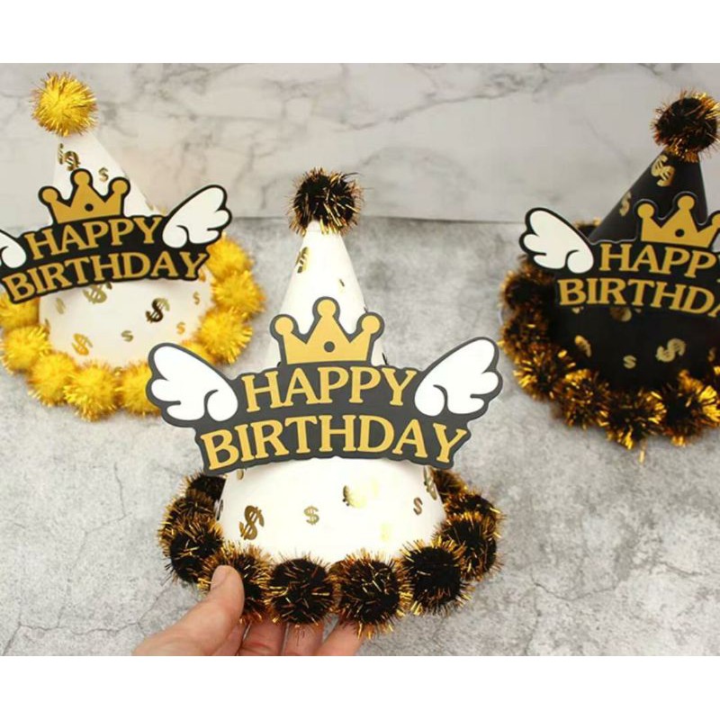 Jual TOPI ULANG TAHUN KERUCUT MOTIF HBD WINGS 11 / TOPI HAPPY BIRTHDAY ...