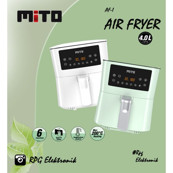 Jual MITO AF1 Digital Air Fryer AF1 low watt 4L - Mito AirFryer DigiFry ...