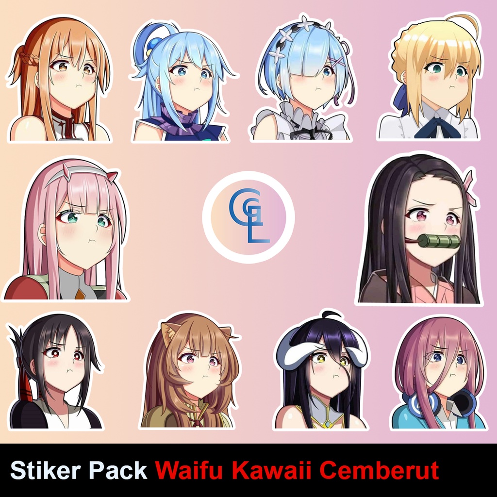 Jual Sticker Pack Waifu Kawaii Cemberut Tumblr Bom Laptop Helm Hp ...