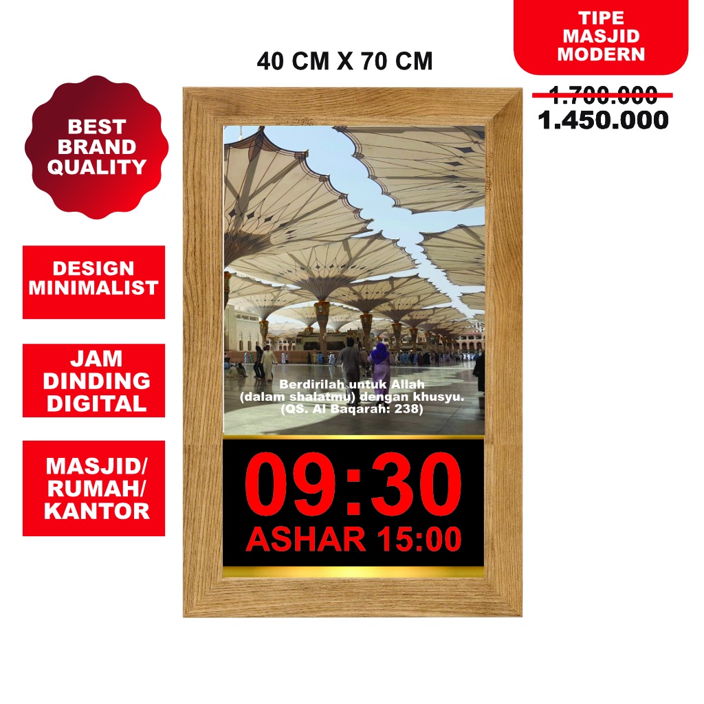 Jual Jam Dinding Tembok Masjid Musholla Waktu Sholat Running Text Led ...
