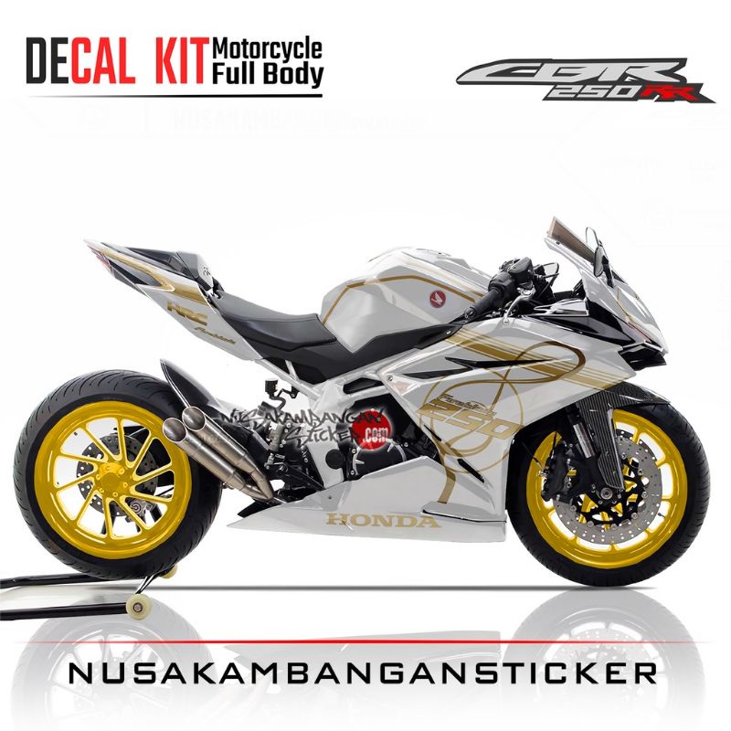 Jual Decal Stiker Motor Honda CBR 250 RR Full Body Putih Grafis Gold ...