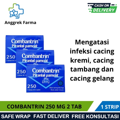 Jual COMBANTRIN TAB 250 MG/OBAT CACING DEWASA/ UNTUK MENGATASI CACINIG ...