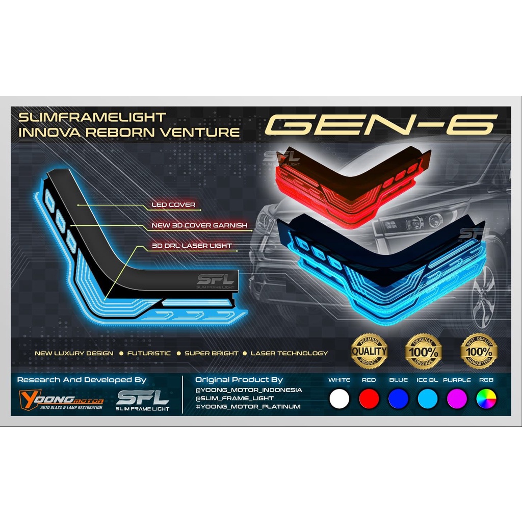 Jual Slim Frame Gen 6 Lazy Custom 3D DRL Innova Reborn tipe Venturer ...