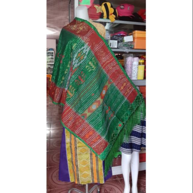 Jual ULOS SADUM NUANSA HIJAU MERAH MURAH KOSTUM BAHAN PAKAIAN PENARI ...