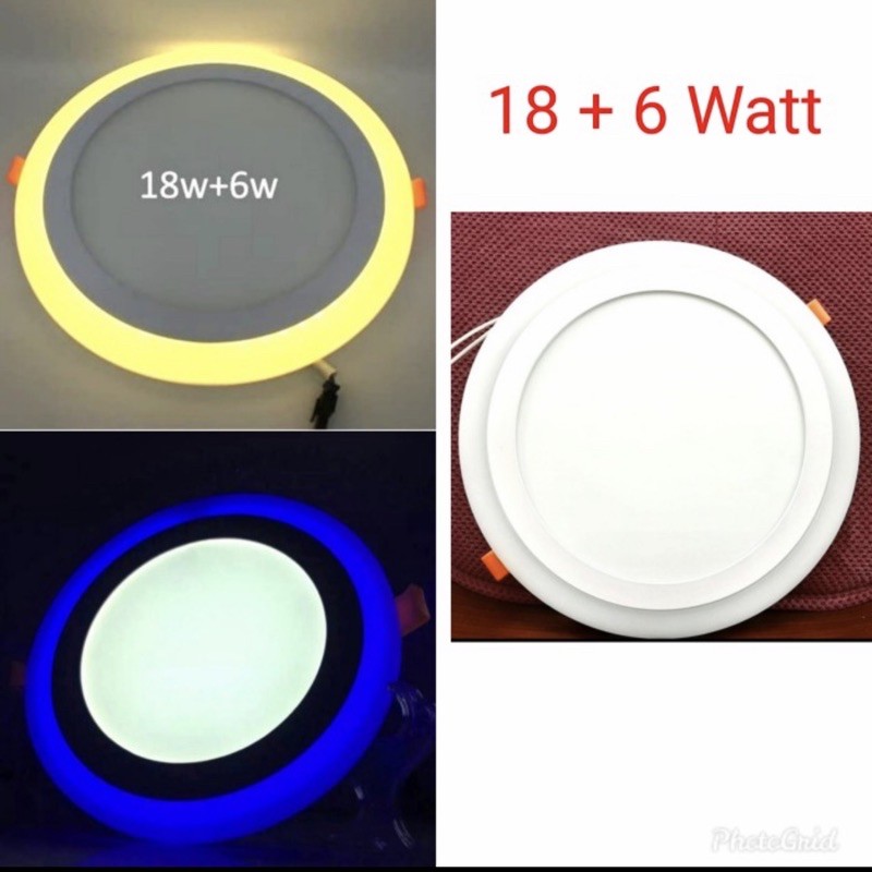 Jual lampu downlight led panel inbow 18w 18 watt + 6w 2 warna led panel ...