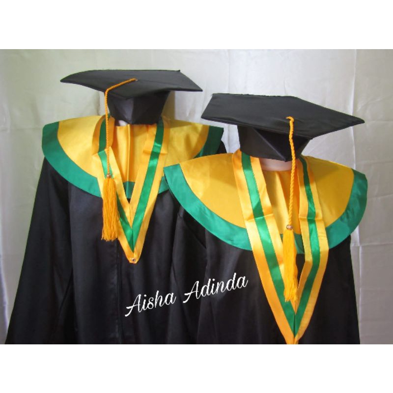 Jual Seragam Wisuda Baju Toga Dewasa Kuning Emas List Hijau 100 ...