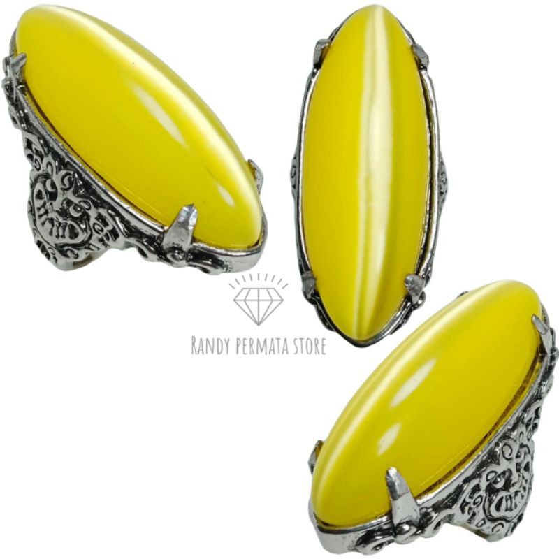 Jual Batu Akik Yellow Cat Eye Obsidian Model Pandan Big Size | Shopee ...