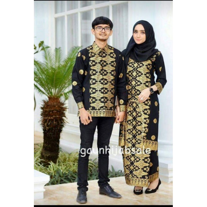 Jual setelan songket hitam gold/songket plg | Shopee Indonesia