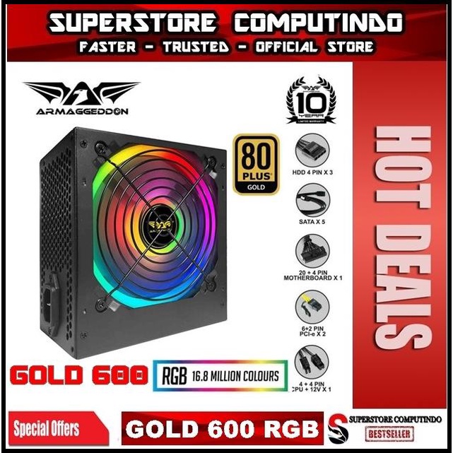 Jual Power Supply Psu Armaggeddon Voltron Gold 600 Rgb 600 Watt | Shopee Indonesia