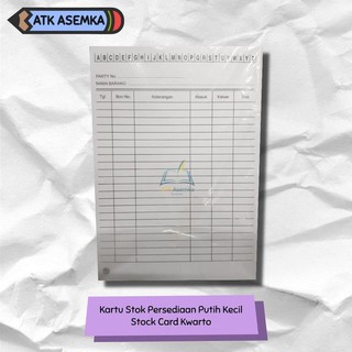 Jual Kartu Stok Persediaan Putih Kecil / Stock Card Kwarto Atk | Shopee ...