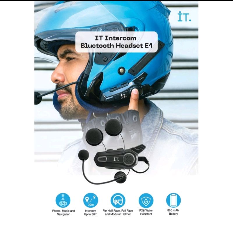 Jual IT Intercom Bluetooth Headset E1-Black | Shopee Indonesia