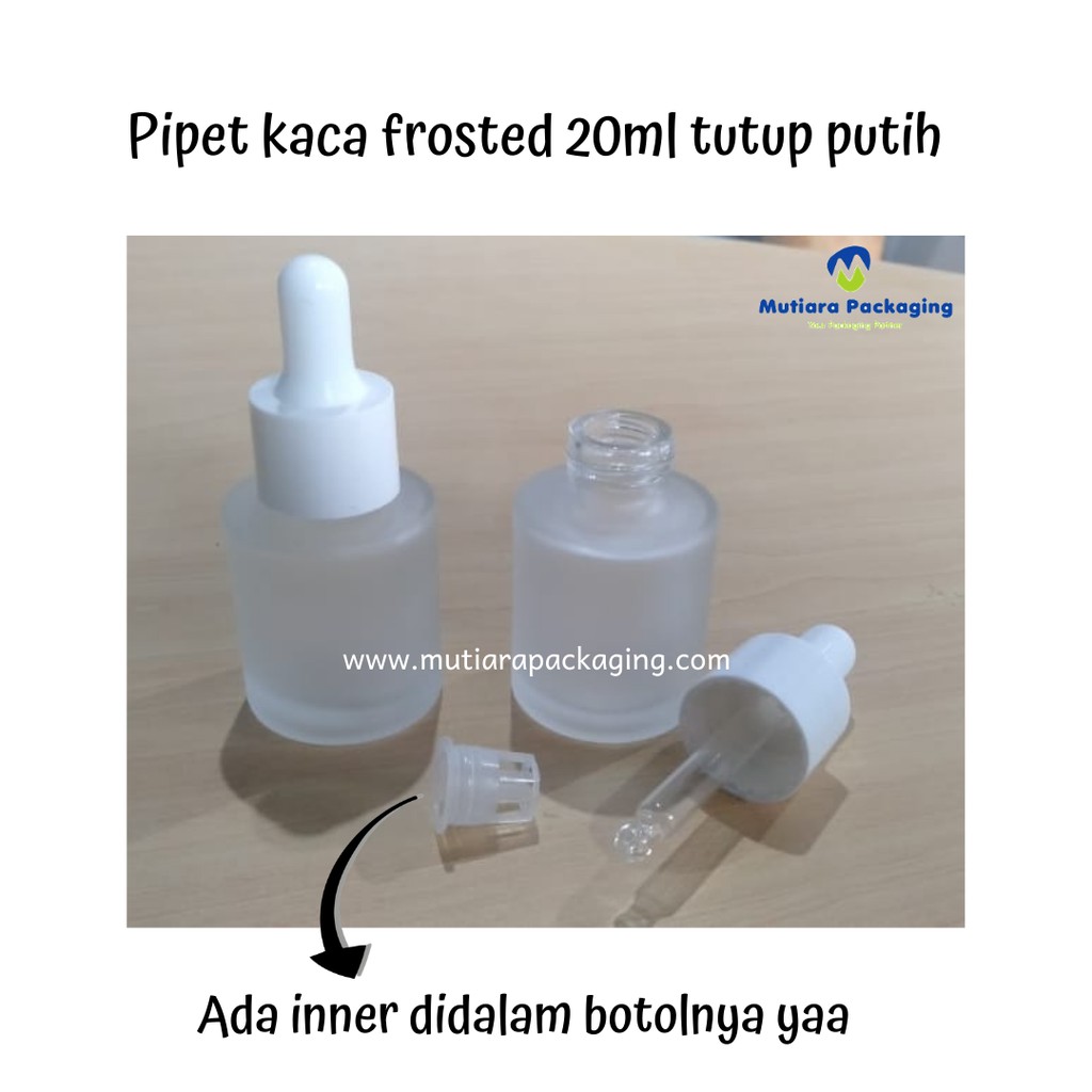 Jual TERMURAH!! PIPET KACA 20ML FROSTED TUTUP PUTIH - KACA FROZEN 20ML ...