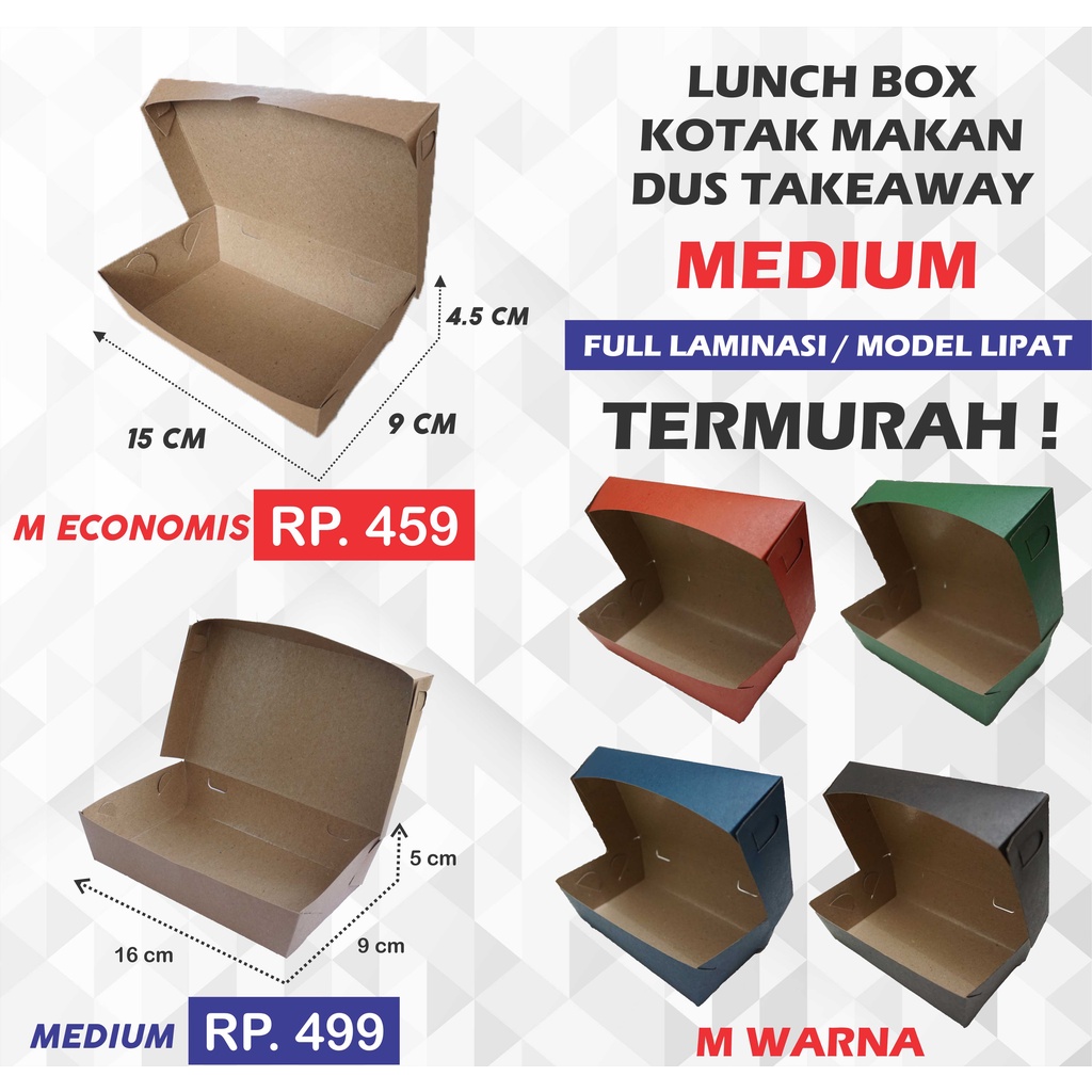 Jual LUNCH BOX PAPER - MEDIUM / KOTAK MAKAN / DUS NASI / KOTAK BUNGKUS ...