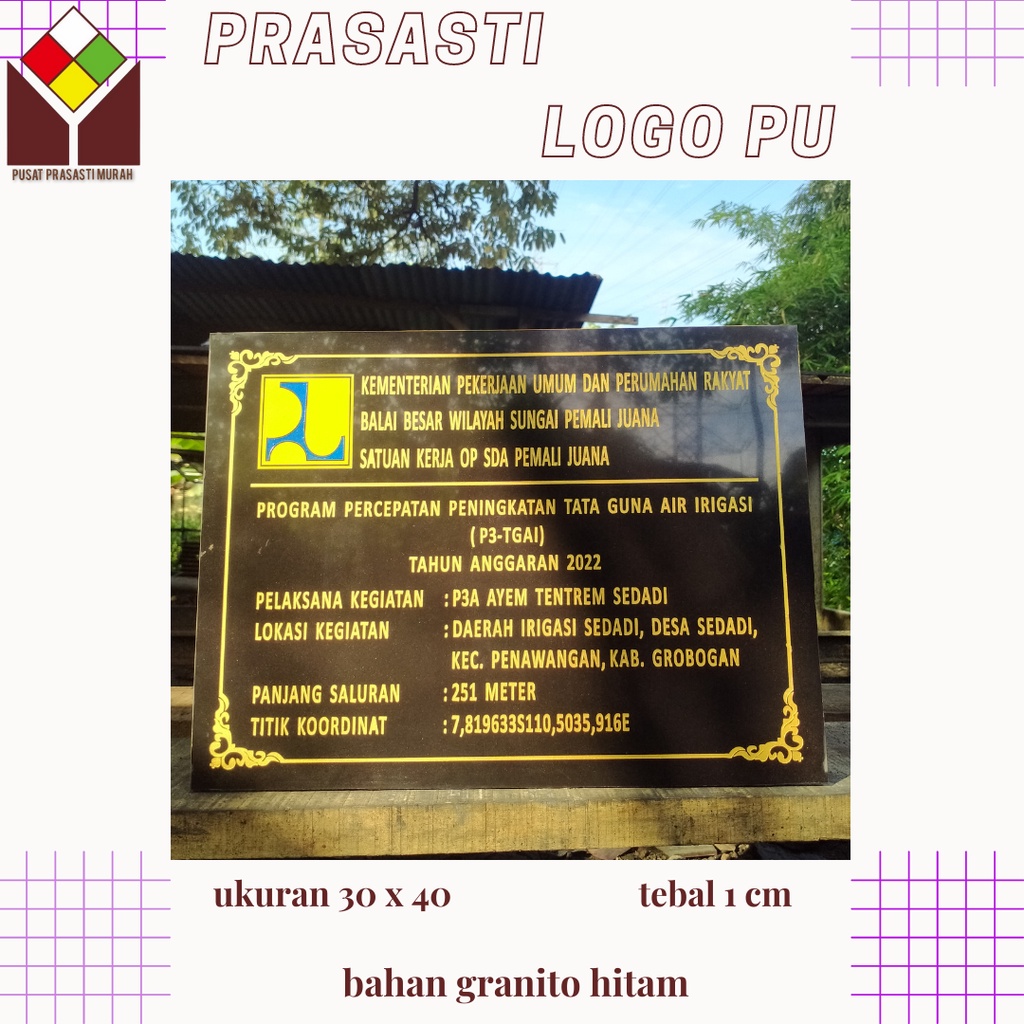 Jual (PUSAT PRASASTI MURAH) Prasasti Logo PU/Prasasti PU/Prasasti DPU ...