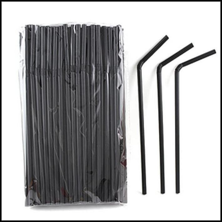 Jual Sedotan Hitam /Putih Plastik Tekuk/Bengkok Sterilized 5 / 6mm ...