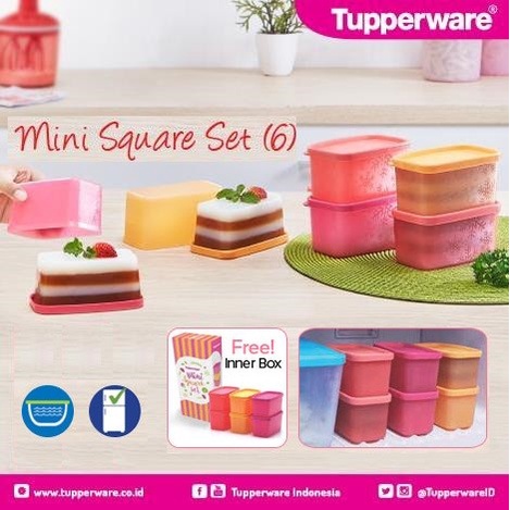 Jual tupperware mini square set isi 6 - toples kue bumbu permen cemilan ...