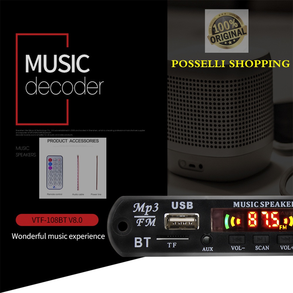 Jual (COD) MP3 KIT MODUL 12v ADA BLUETOOTH SPLASH SCREEN TF USB AUX ...