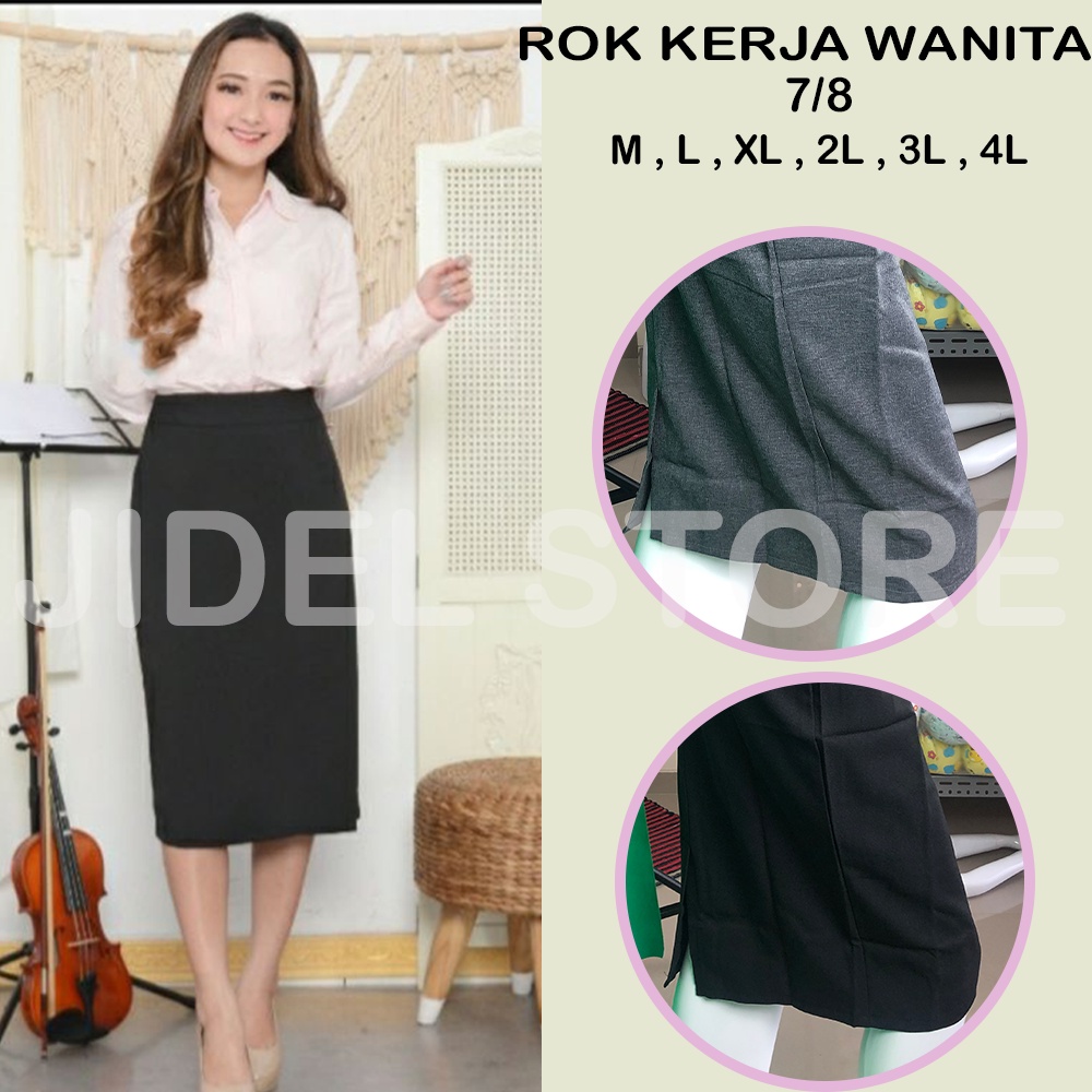 Jual Rok Span Pendek Wanita Standar JUMBO Hitam Abu Ukuran S M L XL 2L ...