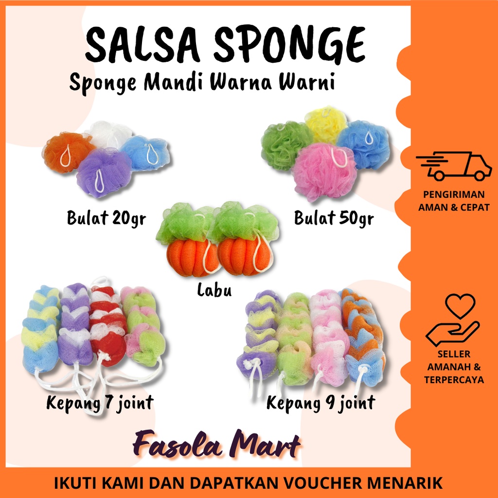 Jual SALSA SPONS MANDI WARNA WARNI | SPONGE BATH MODEL LUCU SHOWER PUFF ...