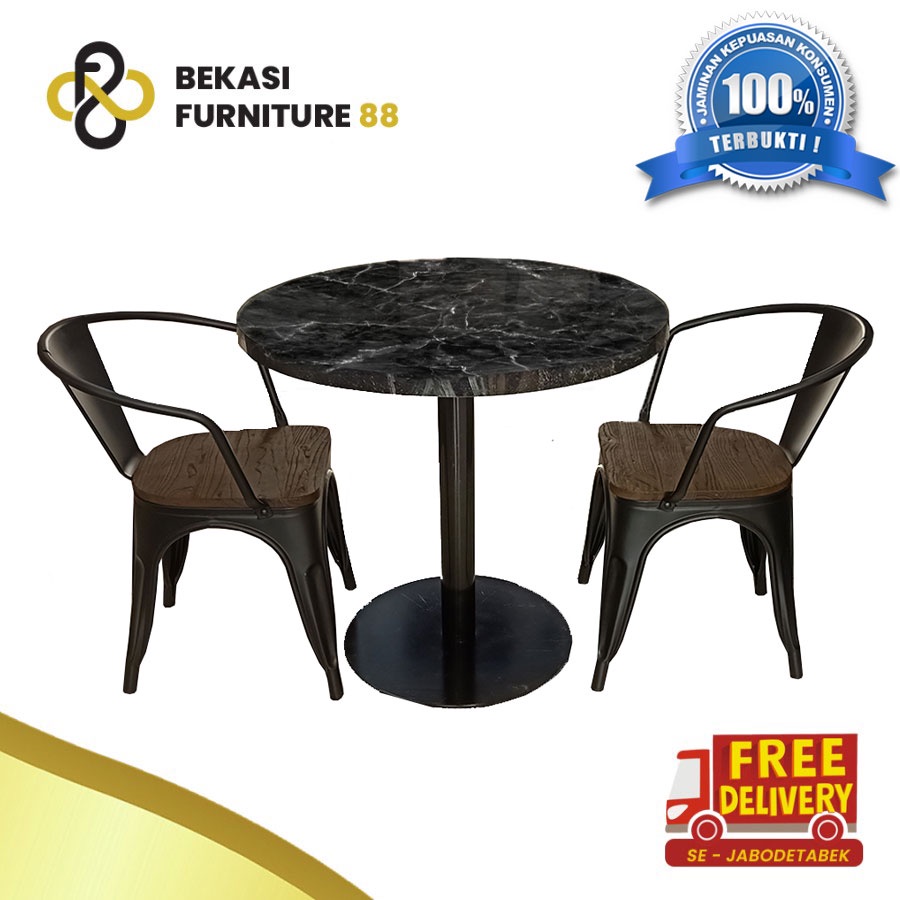 Jual Meja Makan HPL Bulat - Meja makan minimalis - set 2 kursi | Shopee ...