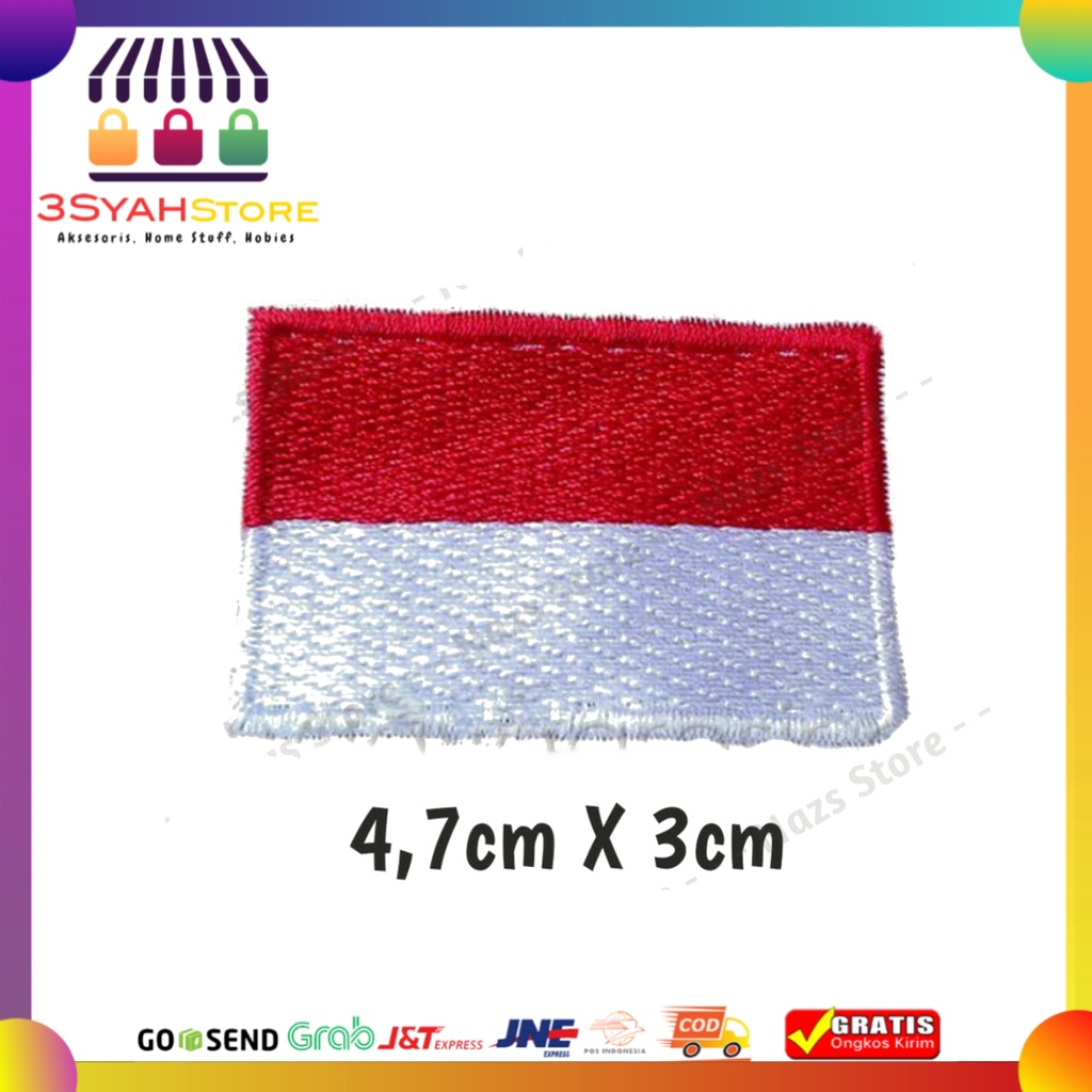 Jual Logo / Bet / Badge bordir bendera merah putih untuk Seragam Ukuran ...