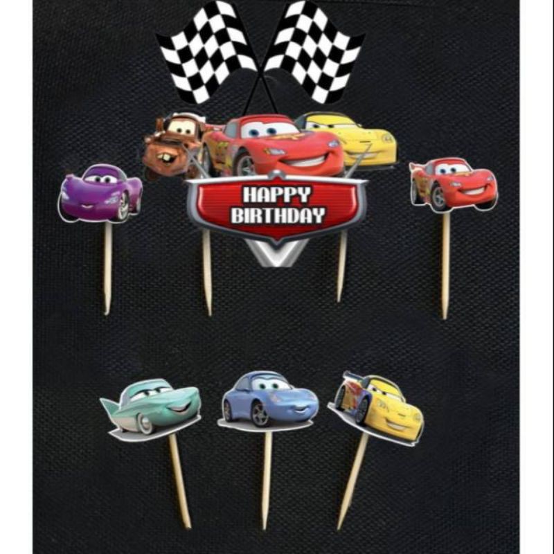Jual Cake Topper Kertas Happy Birthday Cars Set | Shopee Indonesia