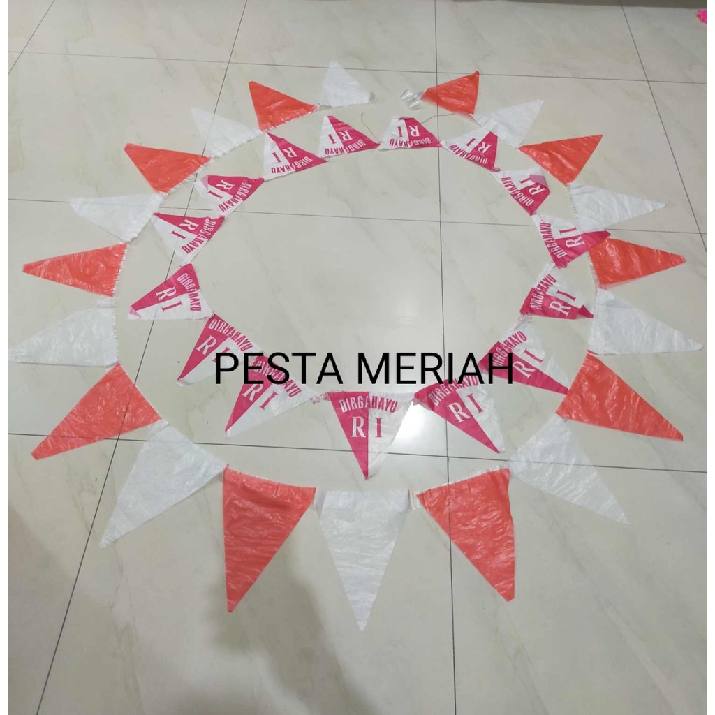 Jual BENDERA PLASTIK HUT RI/ BENDERA SEGITIGA MERAH PUTIH/ UMBUL-UMBUL MERAH PUTIH/ HIASAN HUT ...