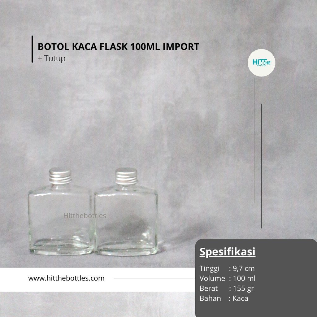 Jual BOTOL KACA FLASK/KOTAK 100ML | Shopee Indonesia