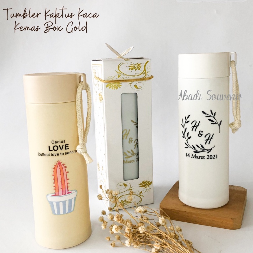 Jual Souvenir Tumbler Kaktus Botol Kaca Custom Sablon Nama Logo ...
