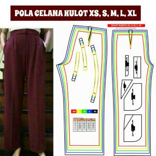 Jual Pola celana kulot Ban pinggang kupnat dan saku, pola jiplak dengan buku panduan penambahan ...
