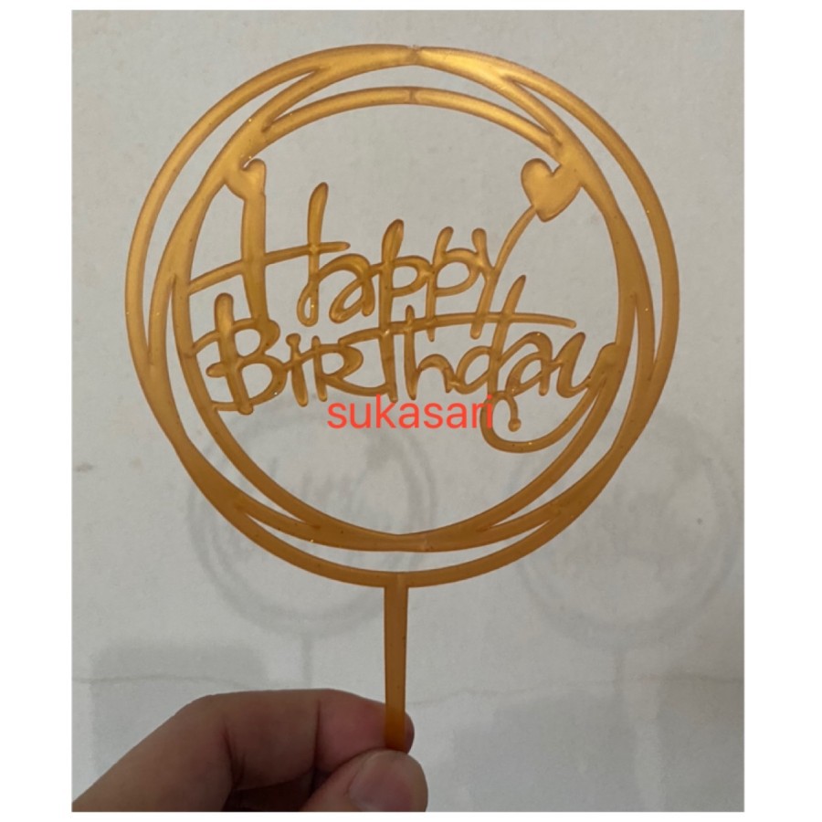Jual Tusukan Happy Birthday Gold no(24) topper tusuk hb hbd emas ...