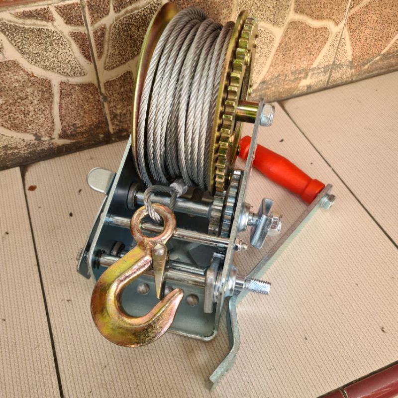 hand winch 3500lbs katrol sling baja 1500kg wire rope winch | Shopee ...