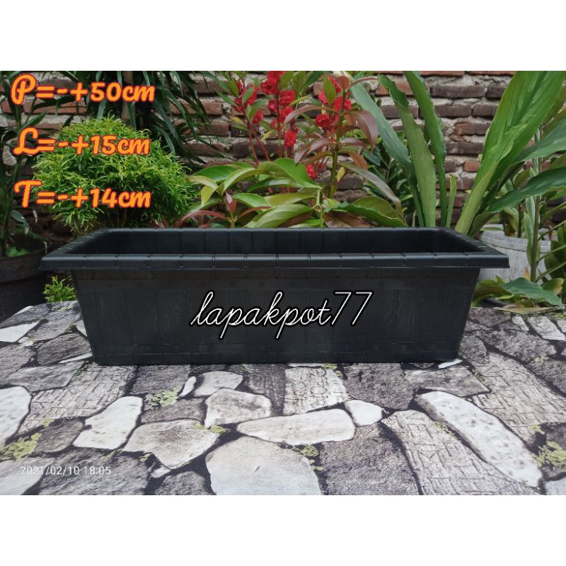 POT PANJANG / POT KOTAK PANJANG GENTONG MOTIF KAYU 50S (50CM) | Shopee ...