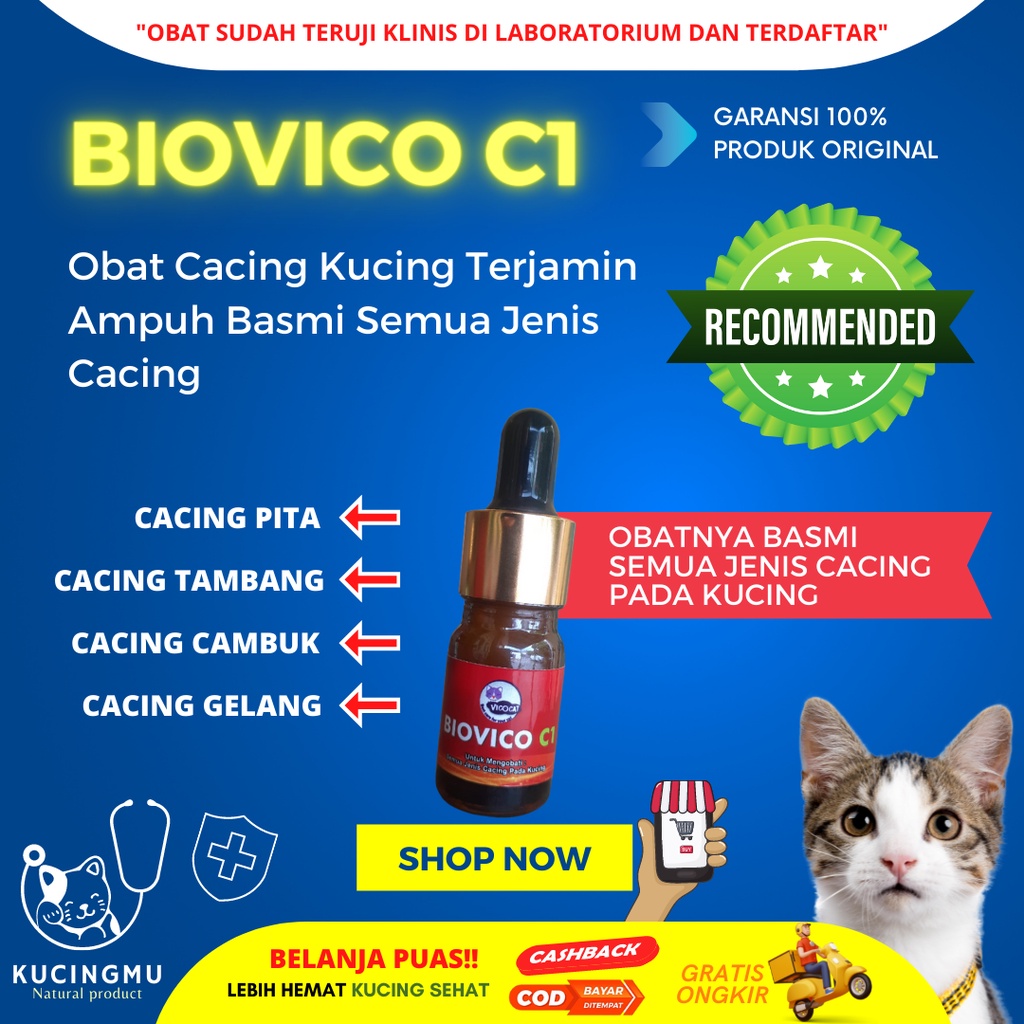 Jual Obat Cacing Kucing Biovico C1 Ampuh Mengatasi Berbagai Jenis ...