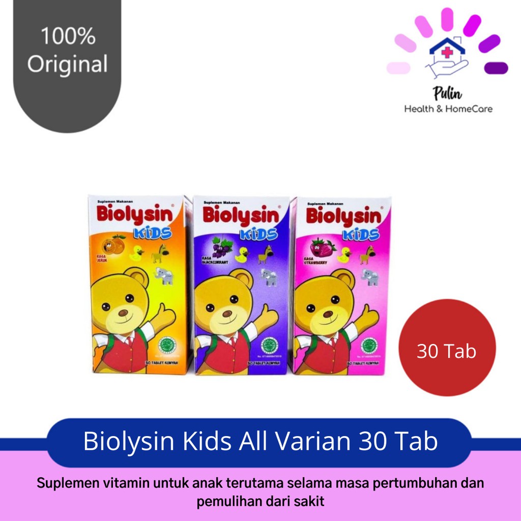 Jual Biolysin Kids All Varian 30 Tab / Jeruk / Blackcurrant ...