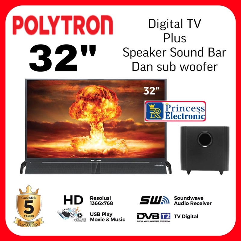 Jual Led tv polytron 32 inch Soundbar PLD 32BV1558 | Shopee Indonesia