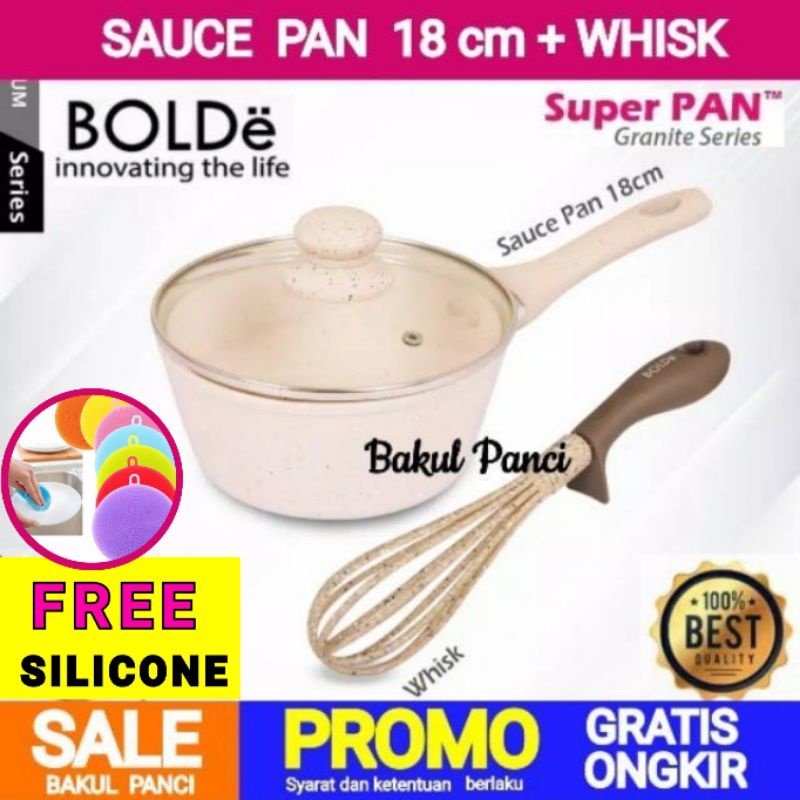 Jual BOLDe BUNDLE SUPER PAN SAUCE PAN 18 CM + LID + WHISK - BEIGE ...