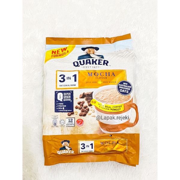 Jual Oatmeal Quaker 3 in 1 Mocha 12 Sachet 3in1 Malaysia | Shopee Indonesia