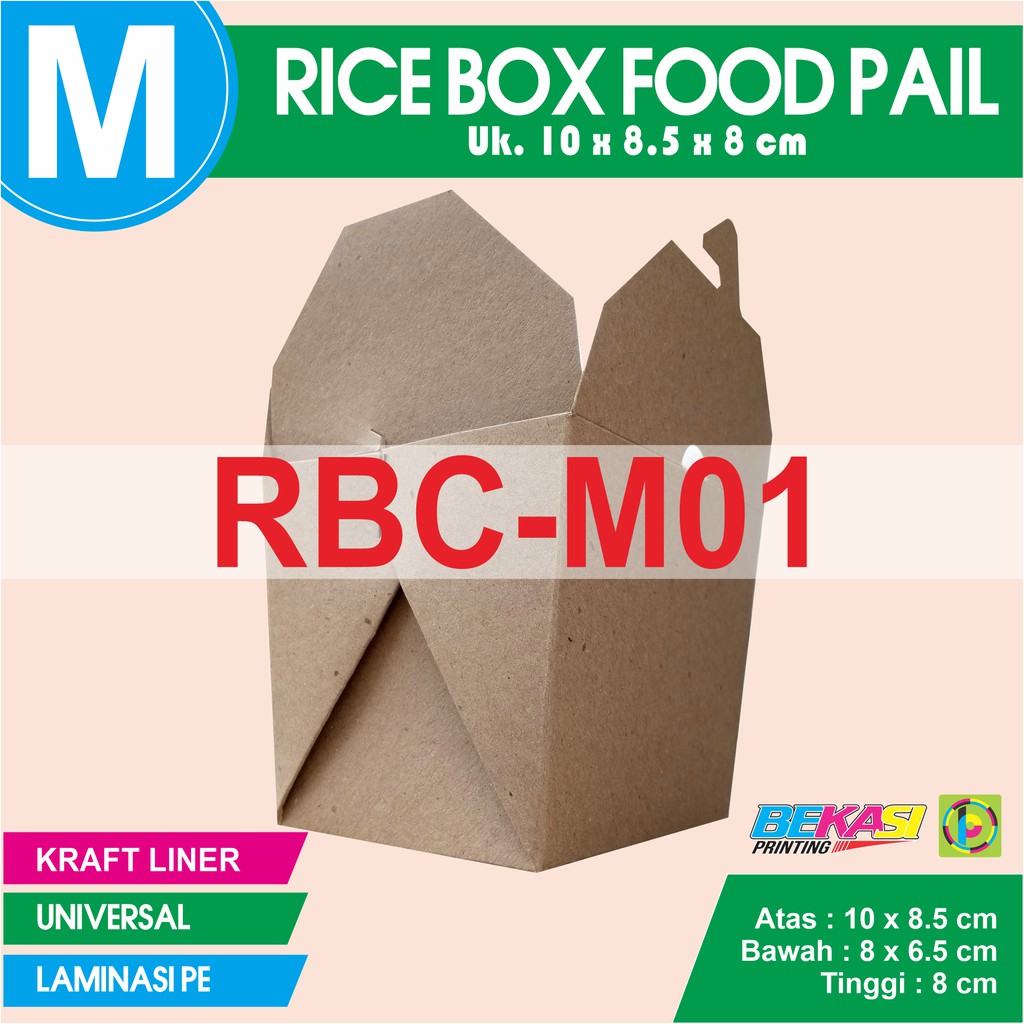 RBC-M01 Kemasan Rice Box Food Pail Foodpail Dus Nasi Bento Eco Friendly ...