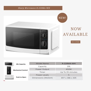 Jual Sharp Microwave R220MAWH Microwave Sharp 20 Liter 450 watt Putih Murah R-220MA-WH | Shopee ...