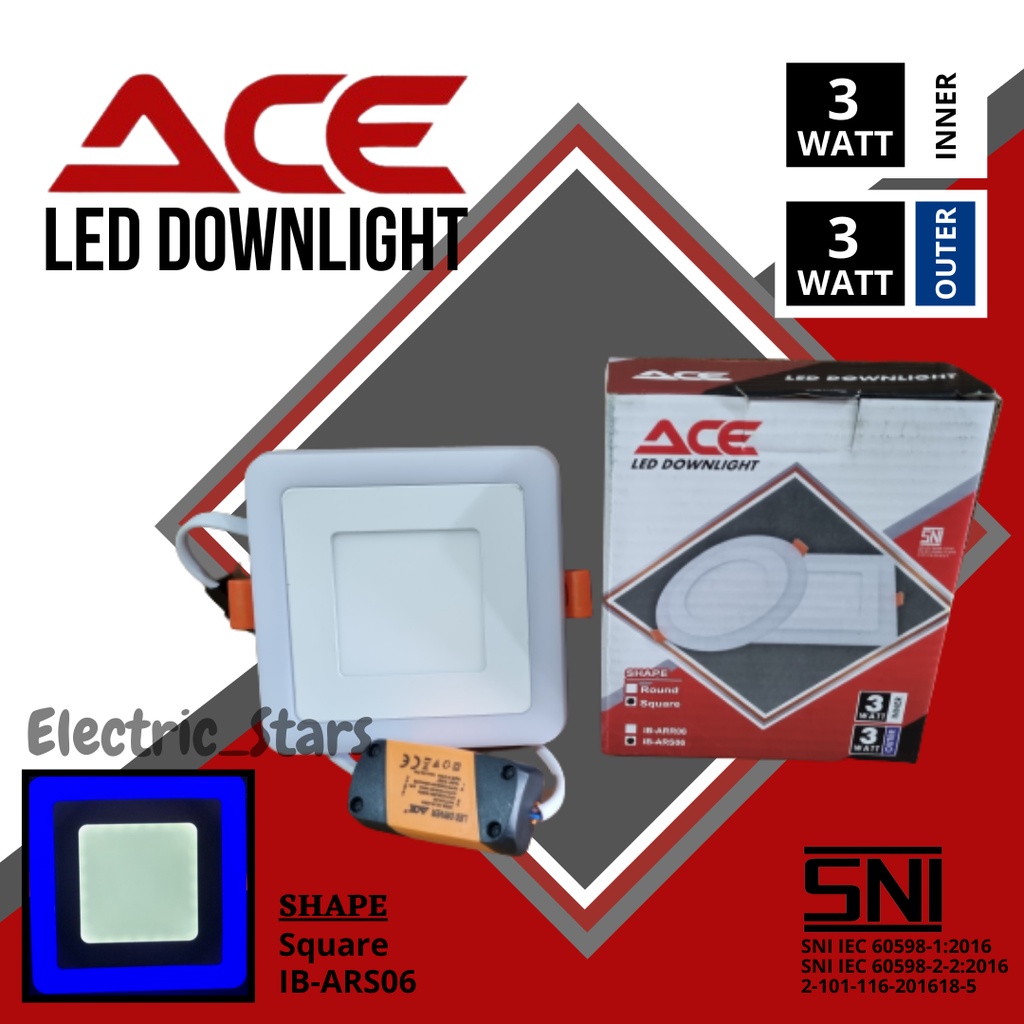 Jual Lampu Plafon Downlight LED In Bow ACE 3+3W Petak Putih Biru | Shopee Indonesia
