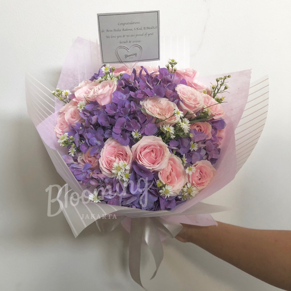 Hydrangea / Hortensia Rose Mini Daisy Fresh Flower Bouquet with premium ...