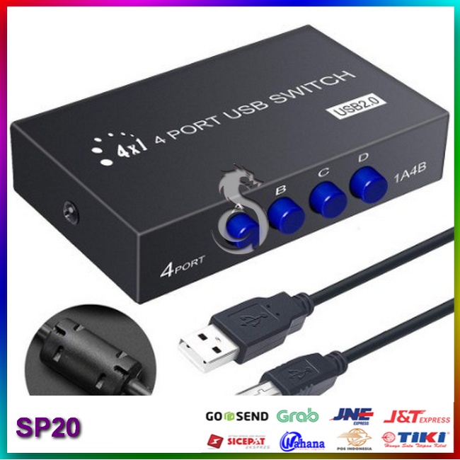Jual SWITCH USB PRINTER MANUAL 1A4B 4 PORT USB 2.0 | Shopee Indonesia