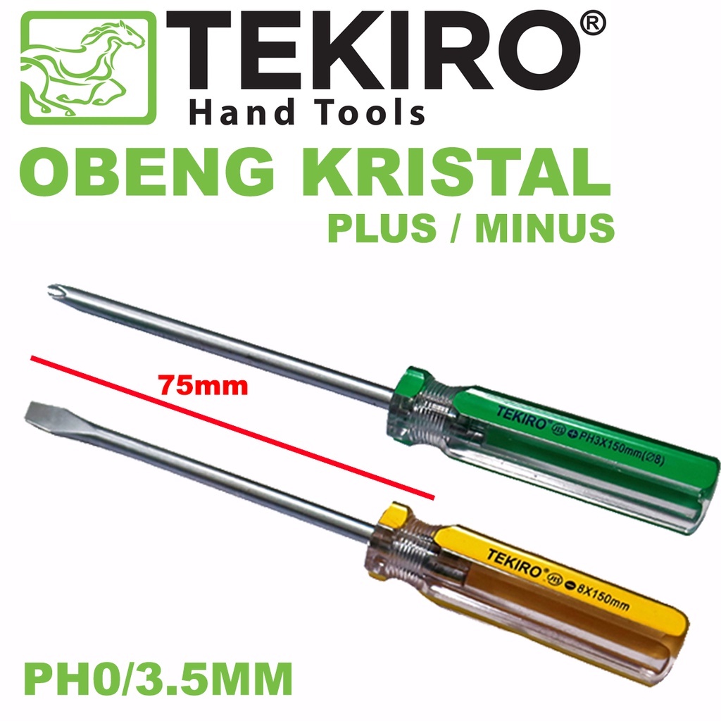 Jual Obeng Kristal/ Obeng Plus/Minus 75mm x PH0/3.2 TEKIRO Indonesia ...