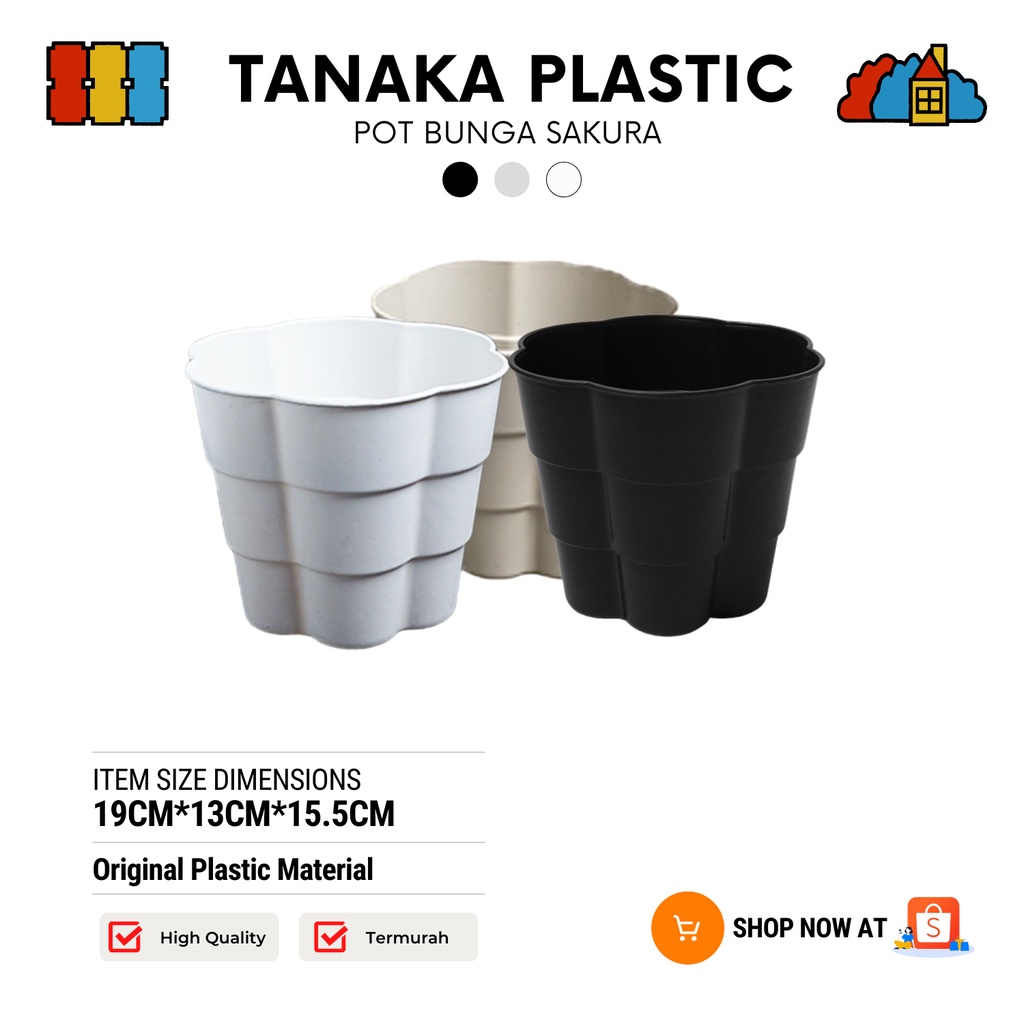 Jual TANAKA Pot Bunga Sakura Hitam Putih Beige Pot Tanaman Besar Kecil ...