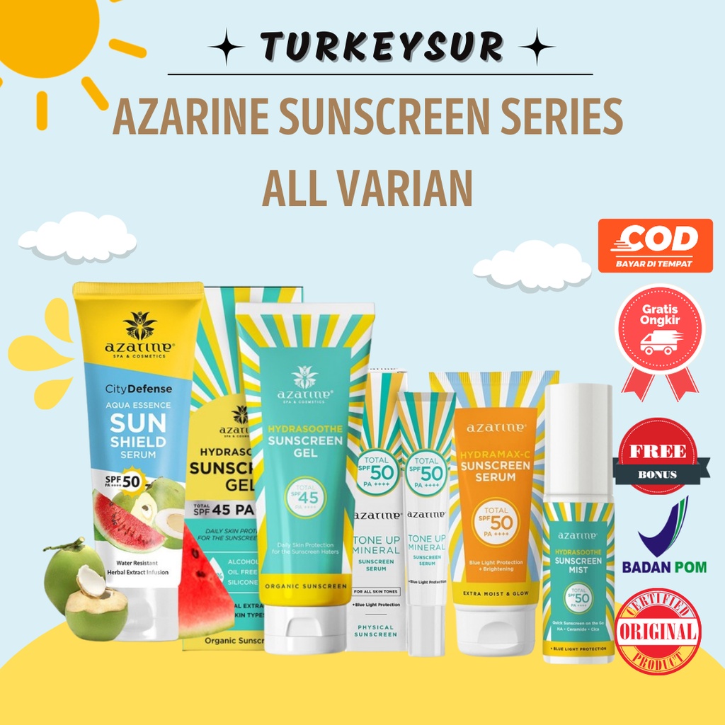 Jual Azarine Sunscreen Series Aqua Essence Sun Shield Serum SPF 50 ...
