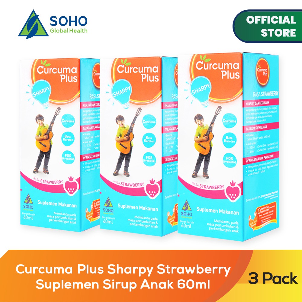 Jual Curcuma Plus Sharpy Strawberry Suplemen Sirup Anak 60ml - Isi 3 ...